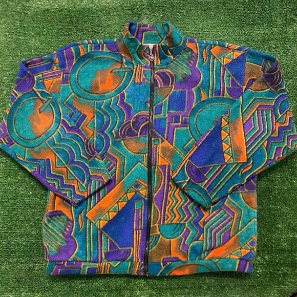 American Vintage | Jackets & Coats | Vintage 9s Geometric Fleece Zip ...